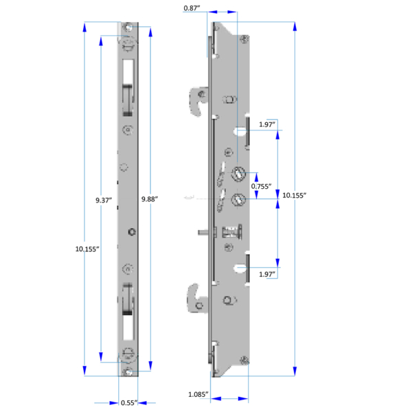 Duel Point Sliding Door Mortise Lock | Rockwell Apex