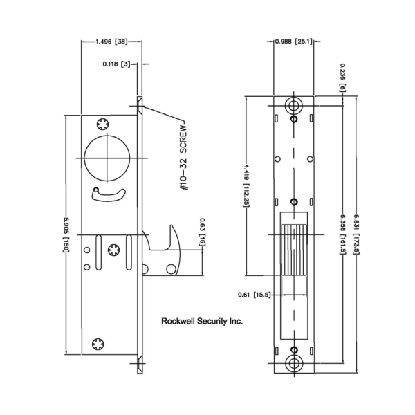 Rockwell Stainless Steel Deadlocking Hook Bolt Mortise Lock