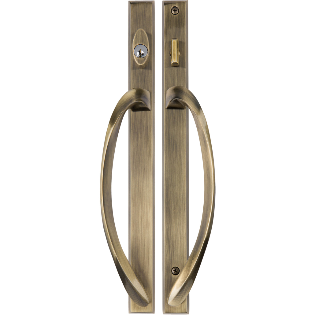Laguna Keyed Entry Sliding Door Handle | Antique Brass